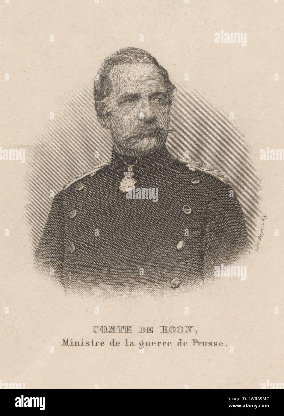 Portrait of Albrecht Theodor Emil von Roon, Text in French in the ...