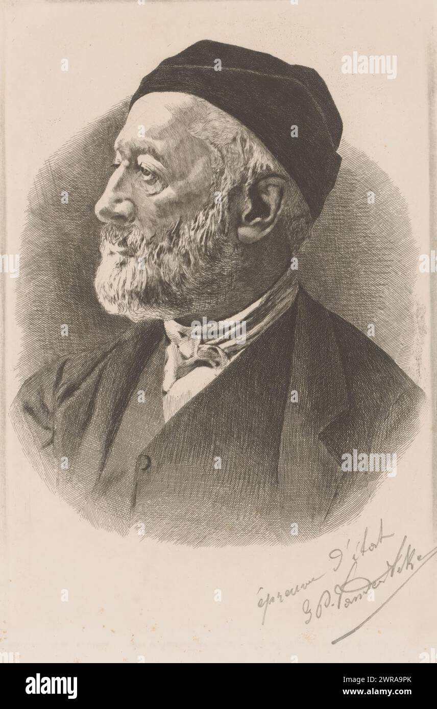 Portrait of Louis Gallait, print maker: Willem Philip van der Veken ...
