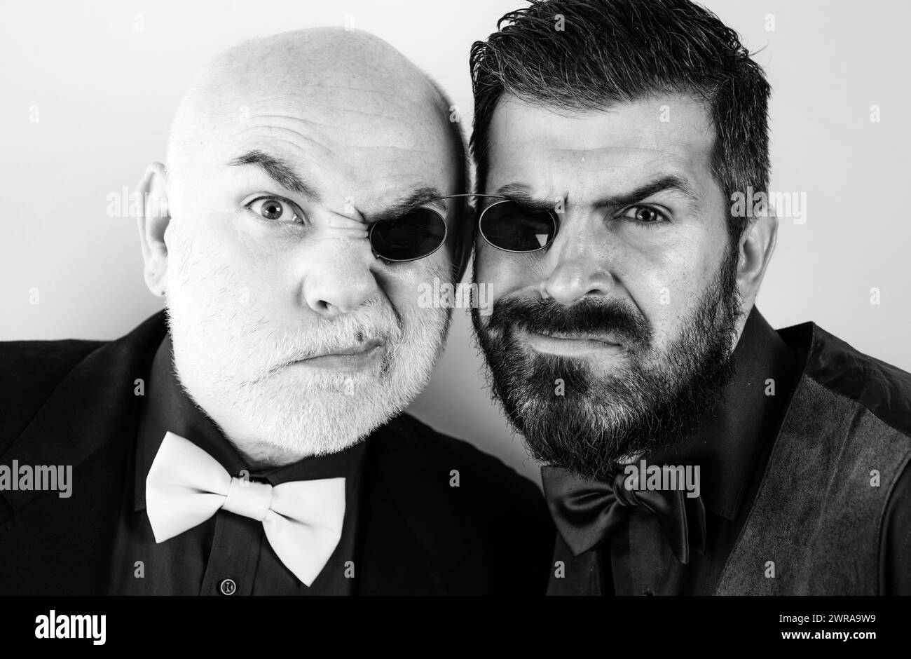 Old father and son. Fathers day. Crazy emotions. Comical dad and son ...