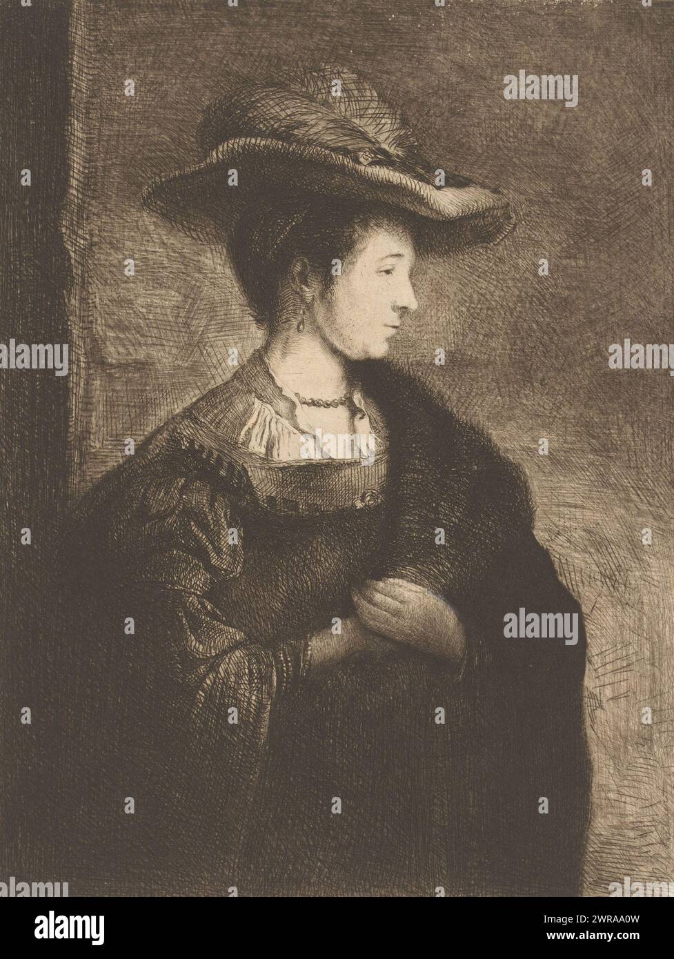 Portrait of Saskia van Uylenburgh, print maker: Piet Verhaert, after ...