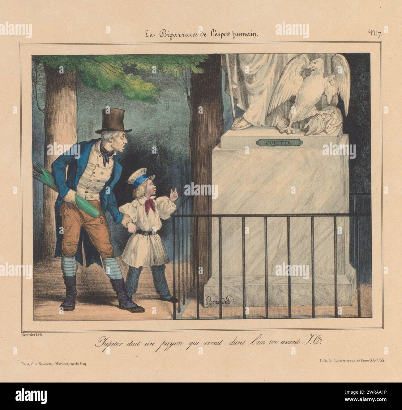 Father and son look at a statue of Jupiter, Jupiter is alive after 100 ...