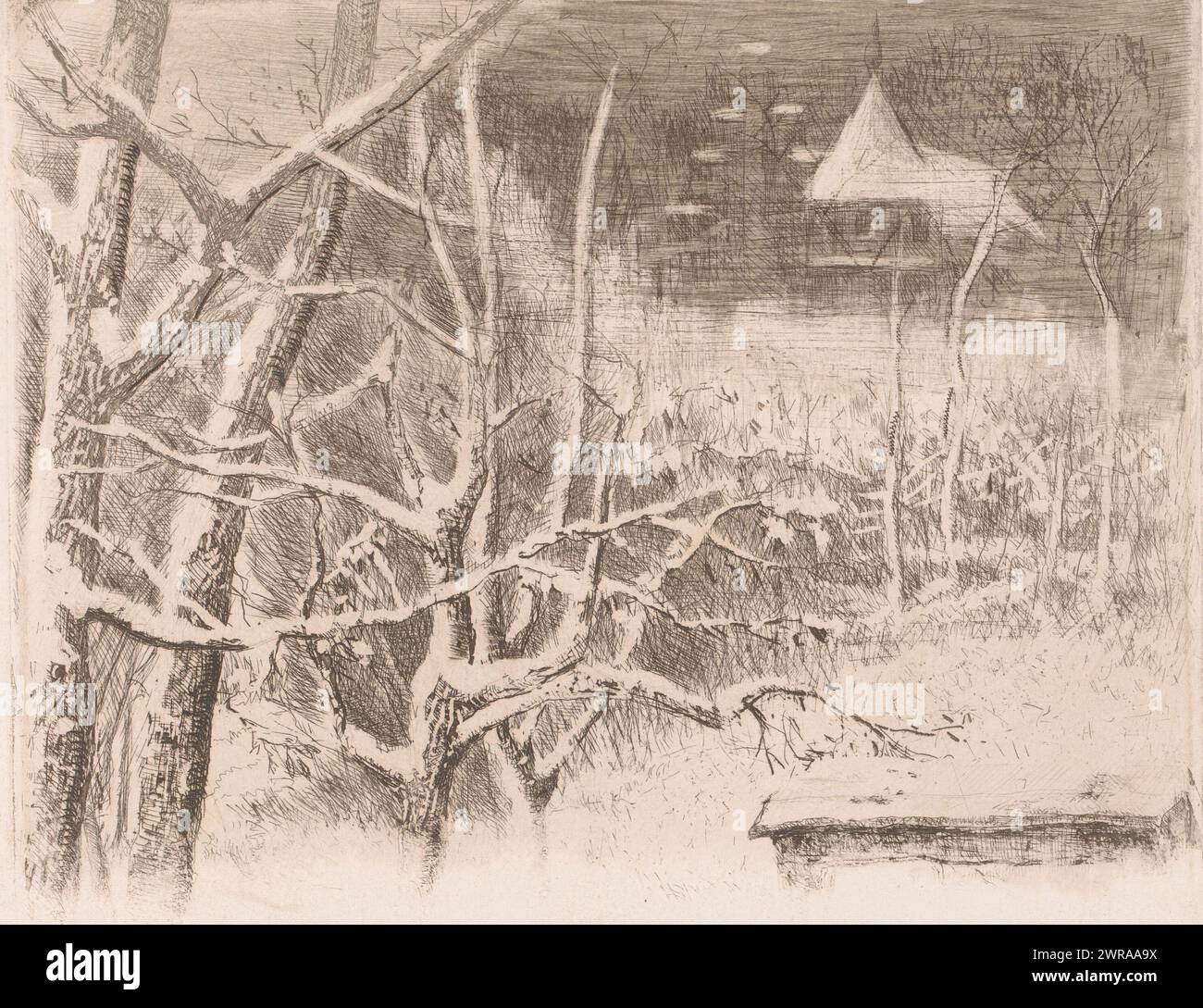 Snow landscape with castle, print maker: Charles Verlat, 1834 - 1890 ...