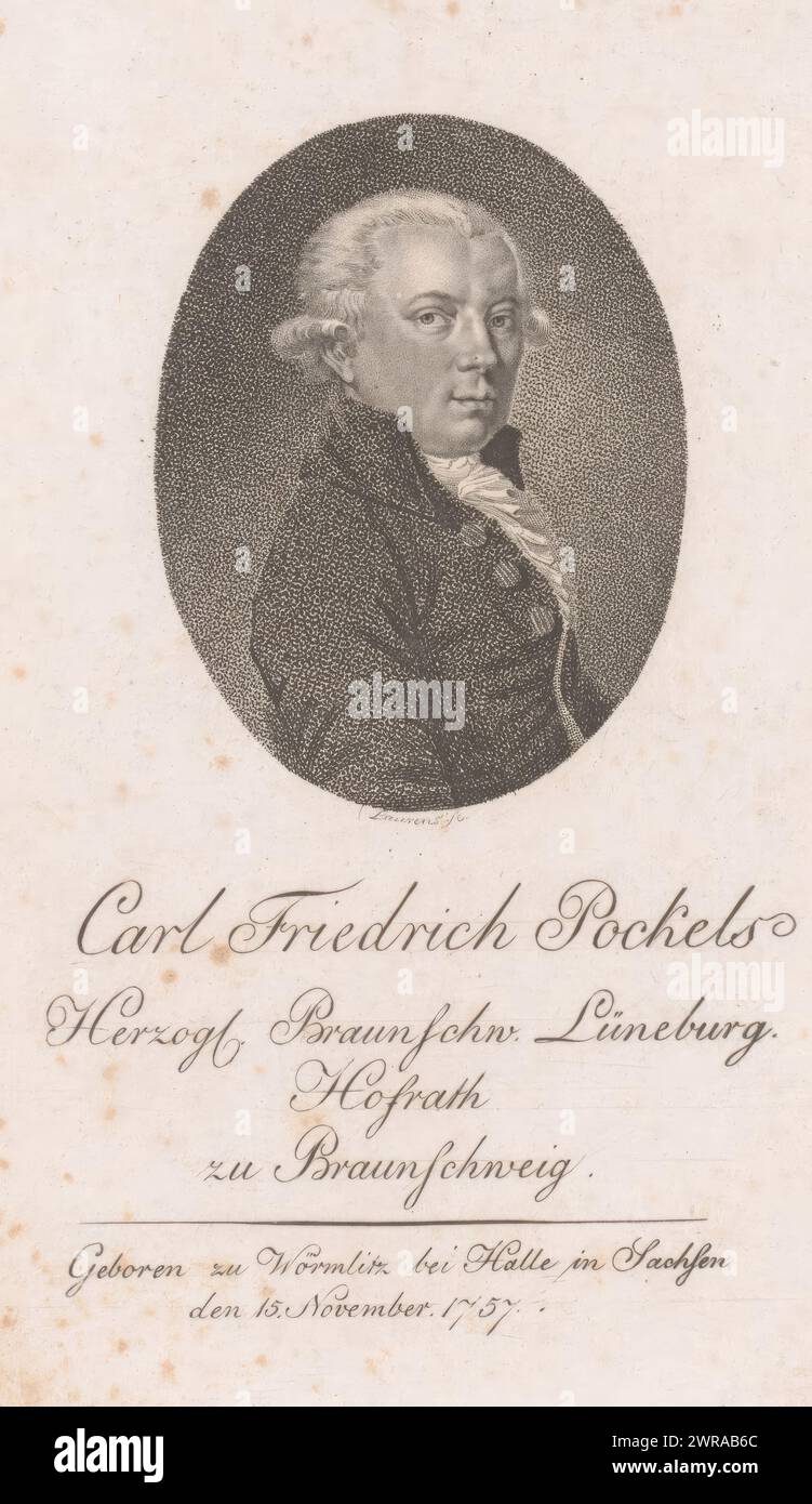 Portrait of Carl Friedrich Pockels, Text in Latin in the bottom margin ...