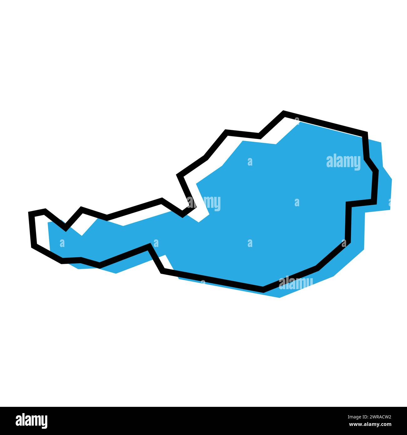 Austria country simplified map. Blue silhouette with thick black ...
