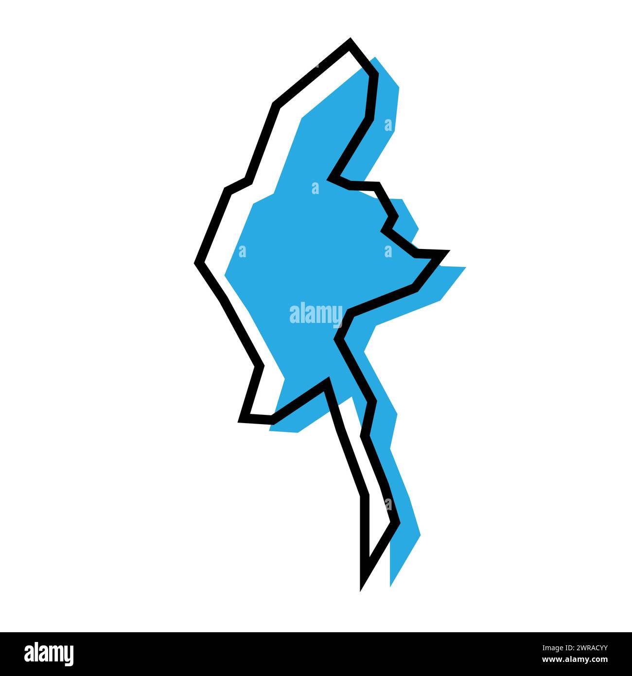 Myanmar country simplified map. Blue silhouette with thick black ...