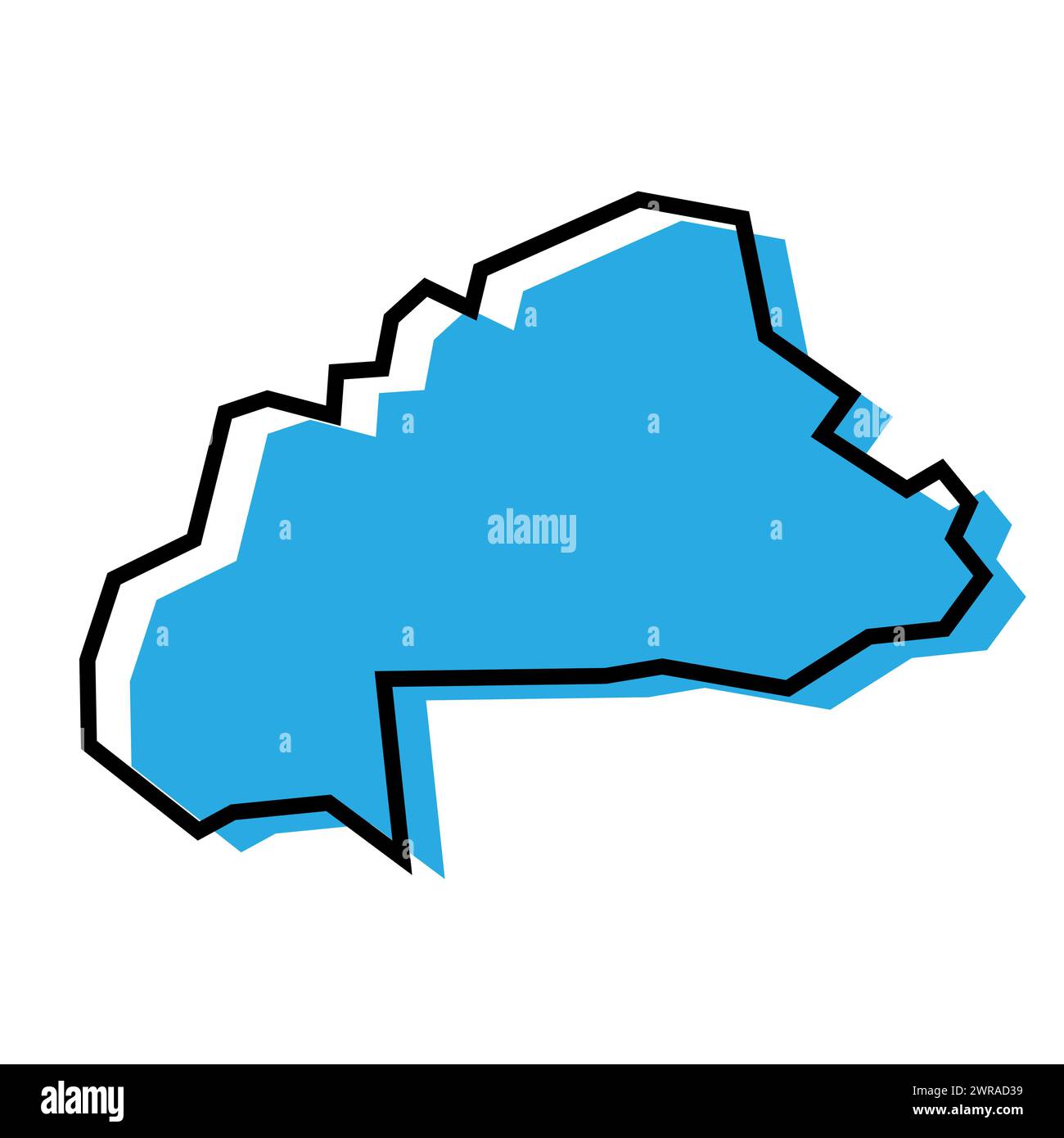 Burkina Faso Country Simplified Map Blue Silhouette With Thick Black