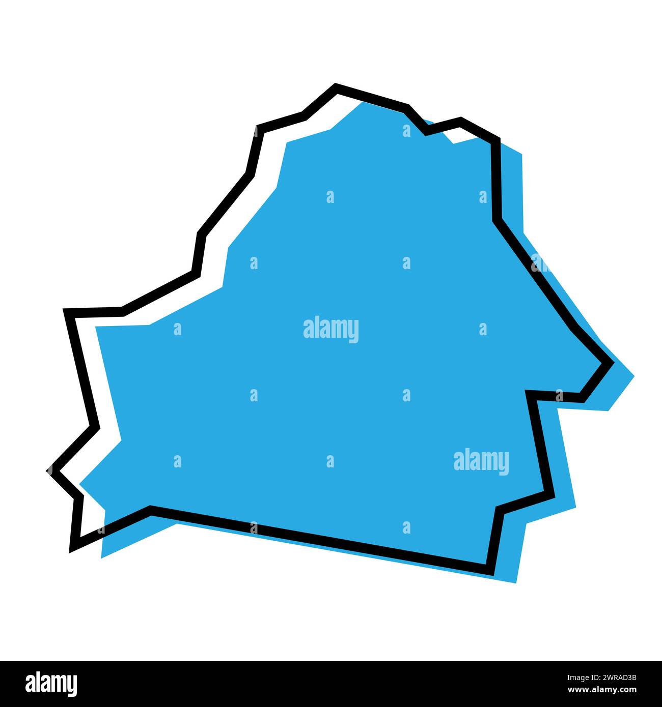 Belarus country simplified map. Blue silhouette with thick black ...
