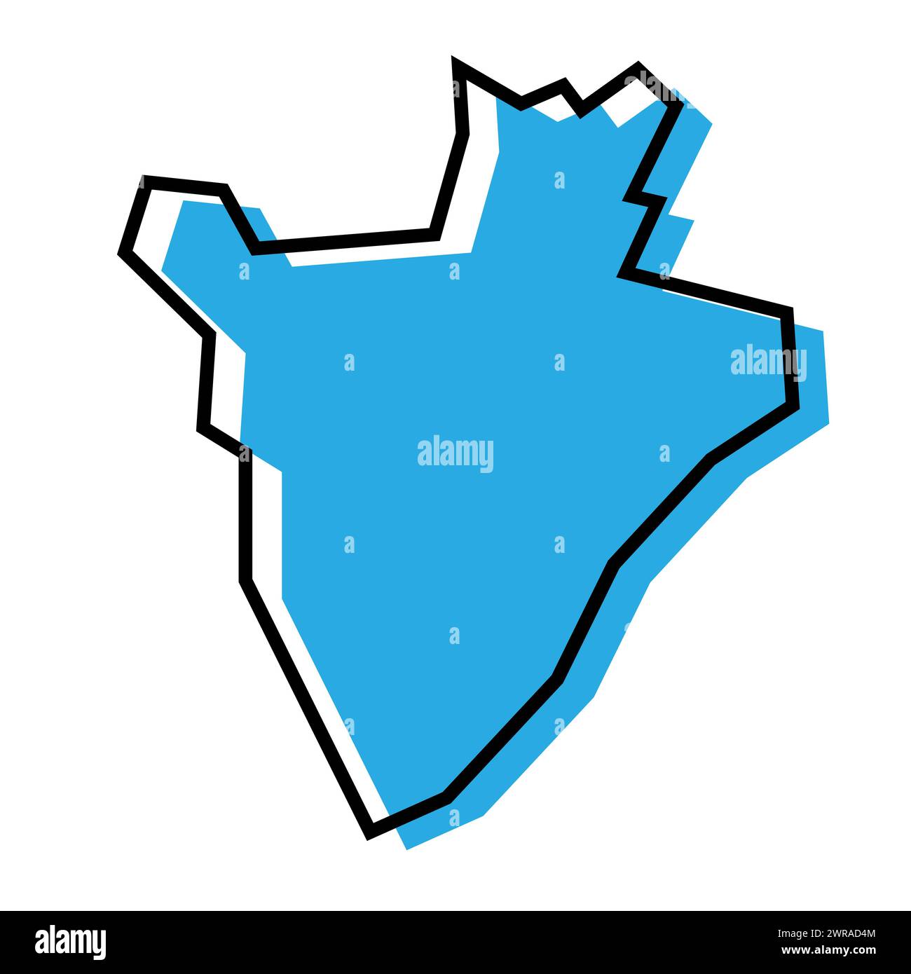 Burundi country simplified map. Blue silhouette with thick black ...