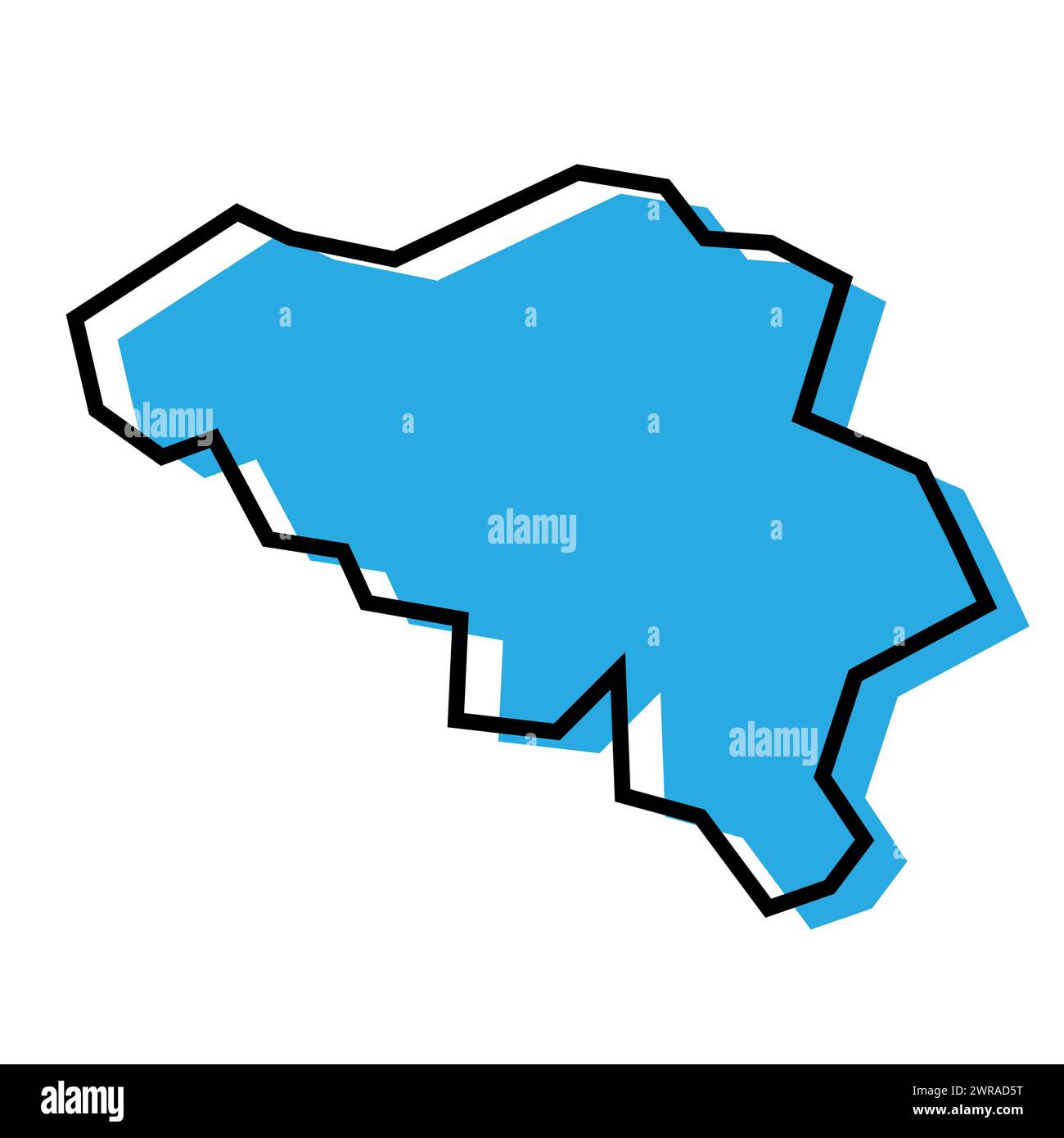 Belgium country simplified map. Blue silhouette with thick black ...