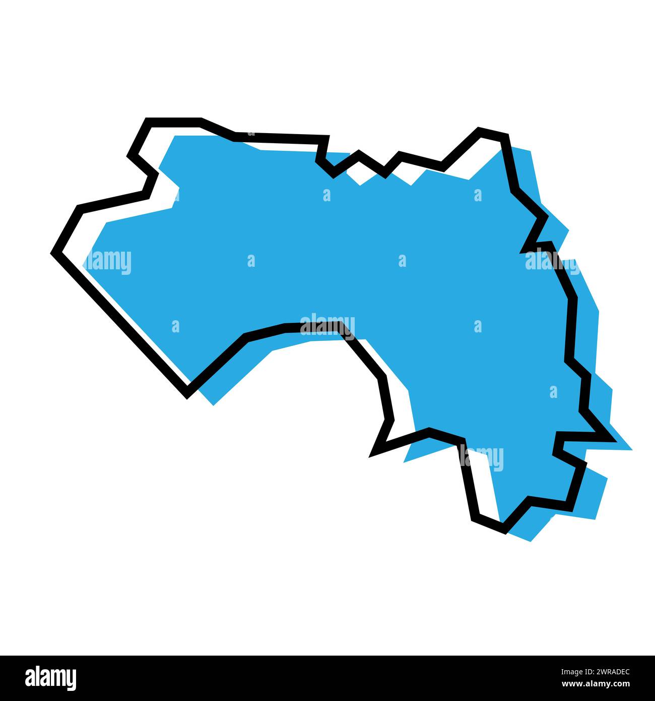 Guinea country simplified map. Blue silhouette with thick black contour ...