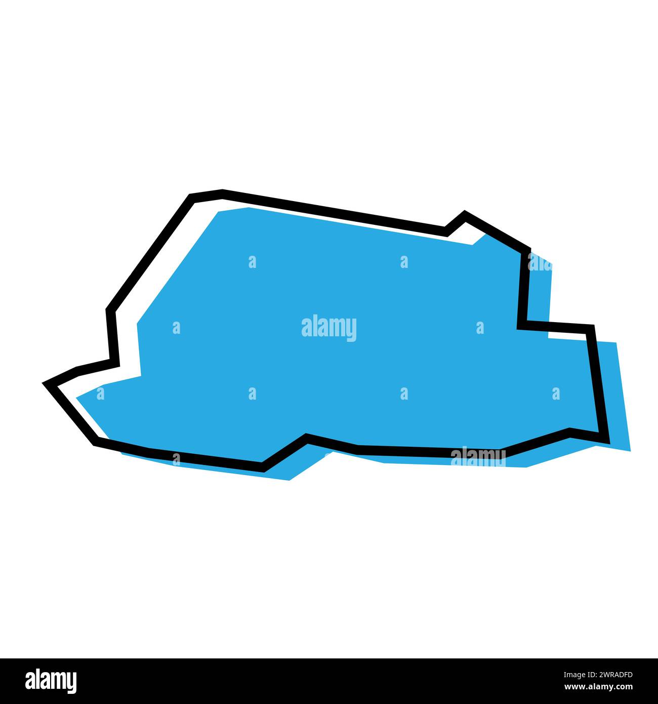 Bhutan country simplified map. Blue silhouette with thick black contour ...