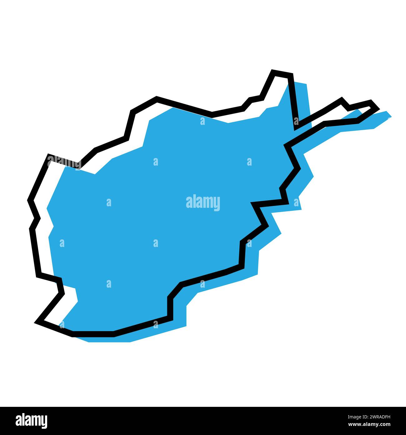 Afghanistan country simplified map. Blue silhouette with thick black ...