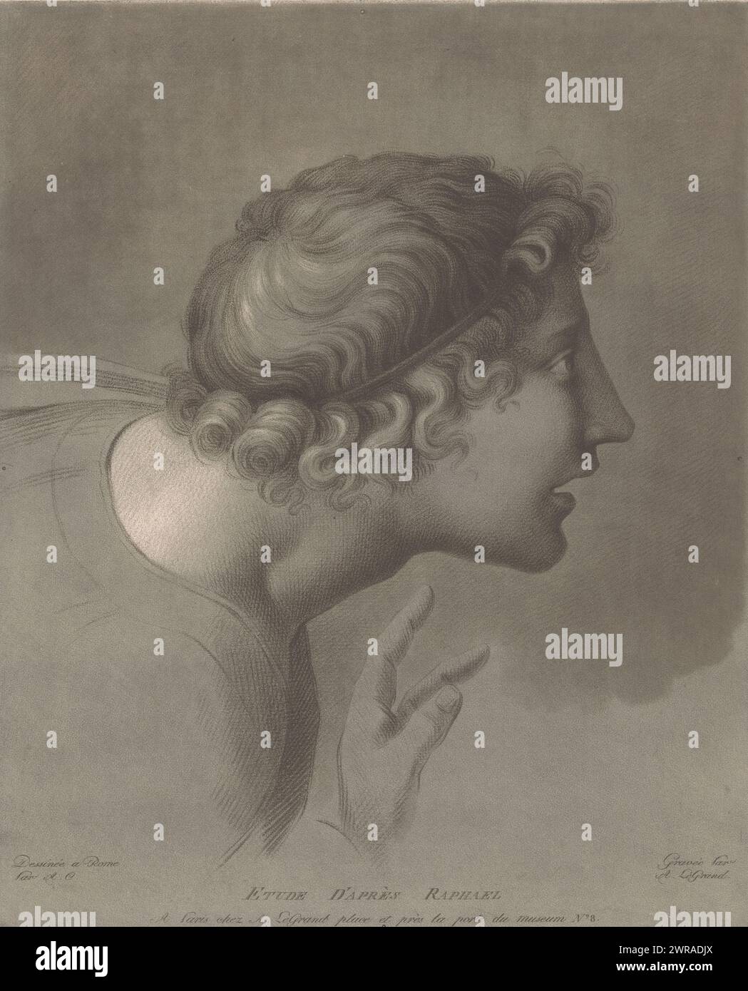 Head of a man, print maker: Auguste Claude Simon Legrand, after drawing ...