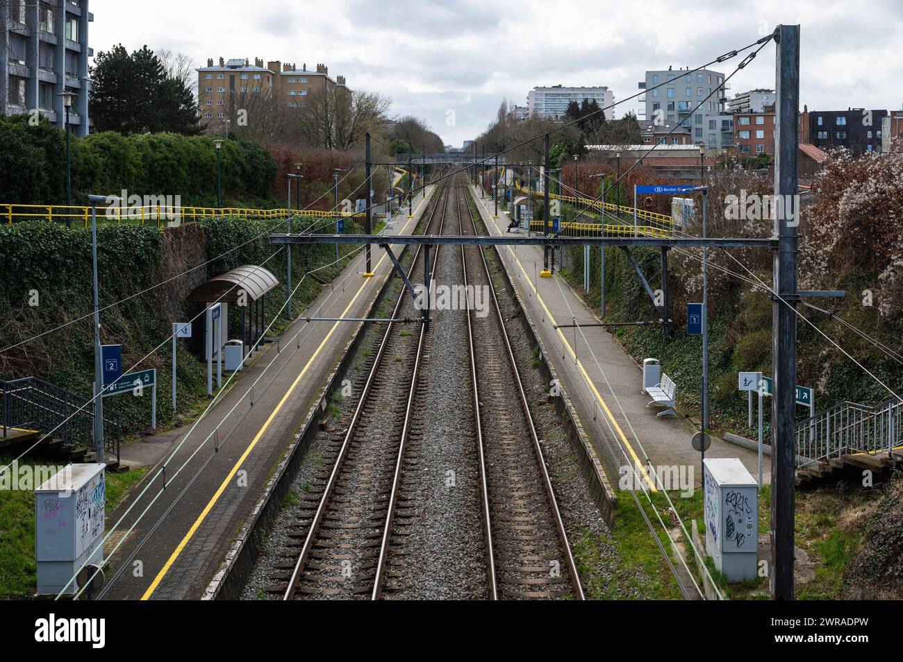 Evere, Brussels Capital Region, Belgium, March 2, 2024 - Railways and ...