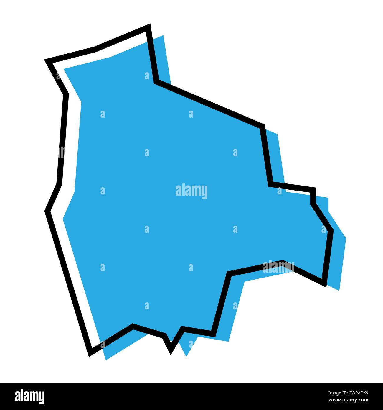 Bolivia country simplified map. Blue silhouette with thick black ...