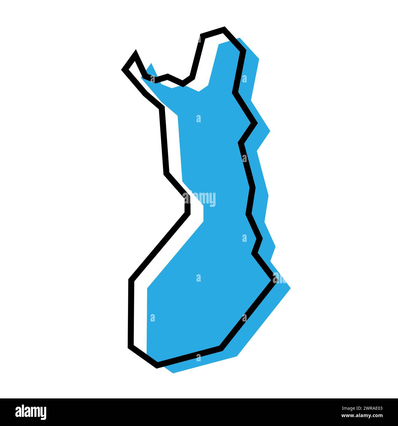 Finland country simplified map. Blue silhouette with thick black ...