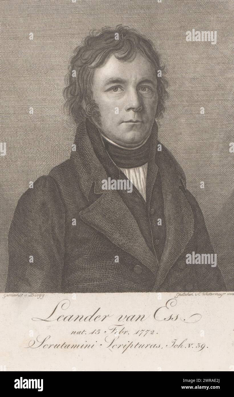 Portrait of Leander van Ess, print maker: Konrad Westermayr, after ...
