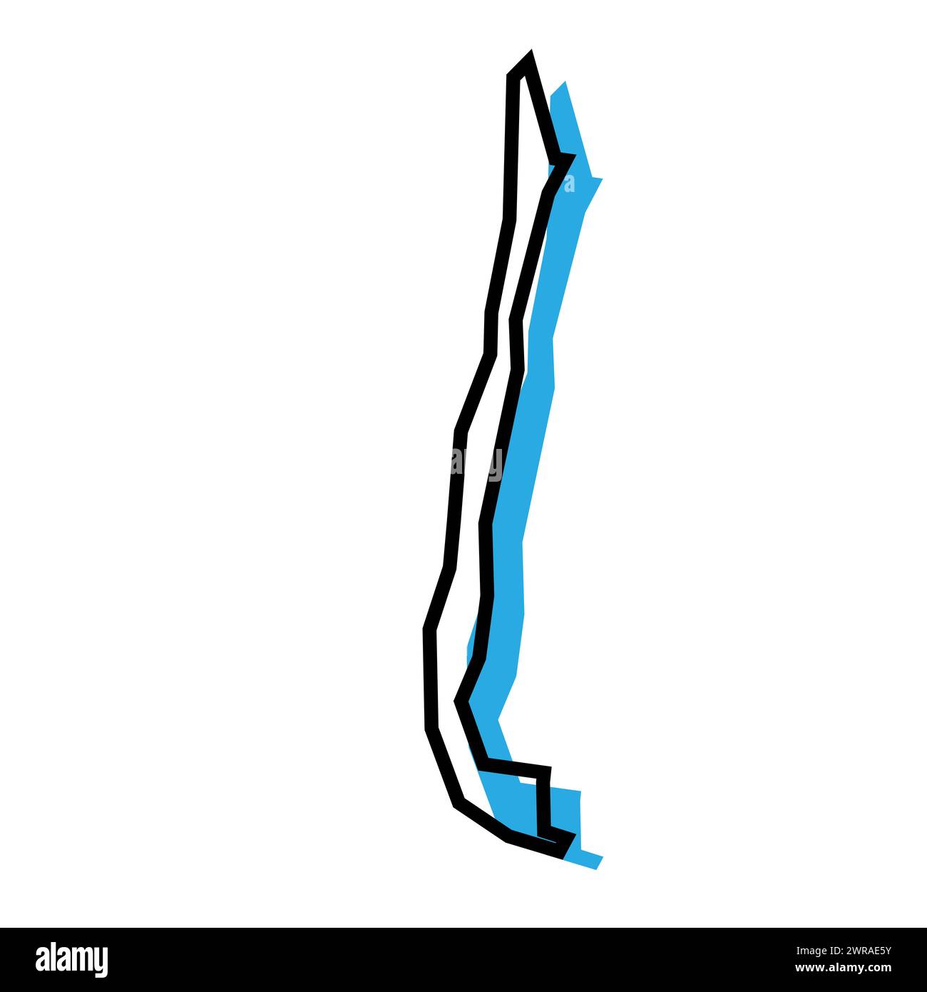 Chile country simplified map. Blue silhouette with thick black contour ...