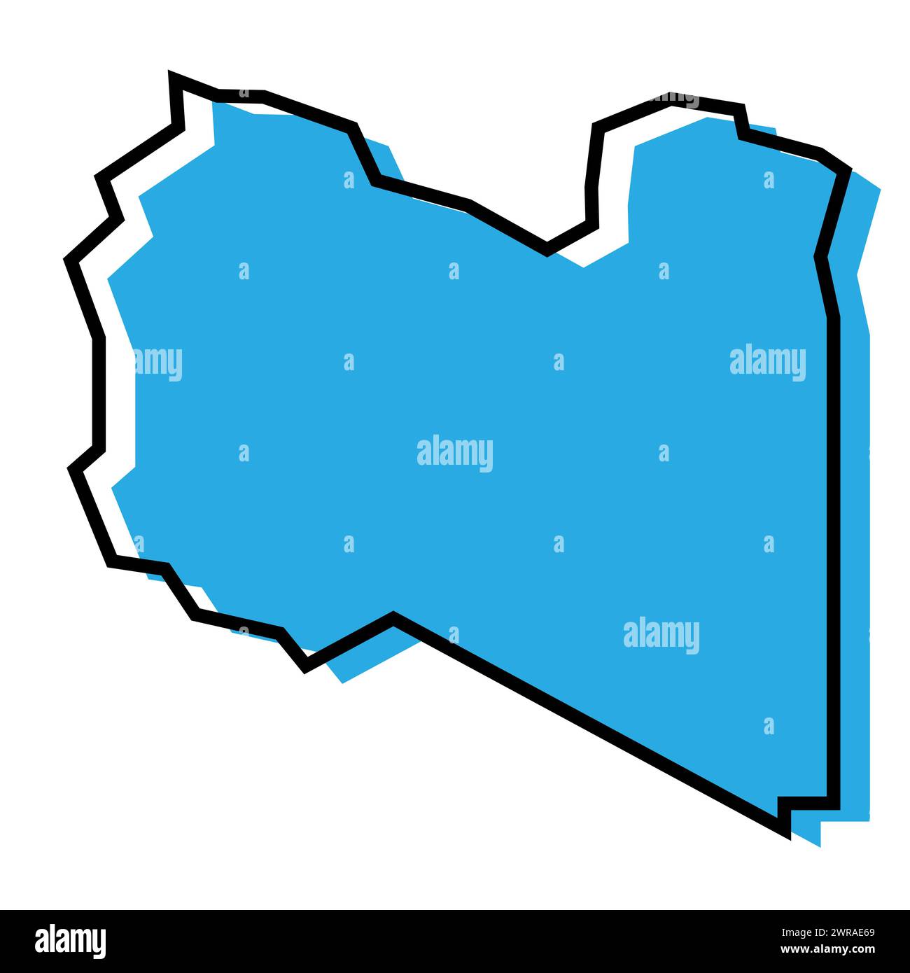 Libya country simplified map. Blue silhouette with thick black contour ...