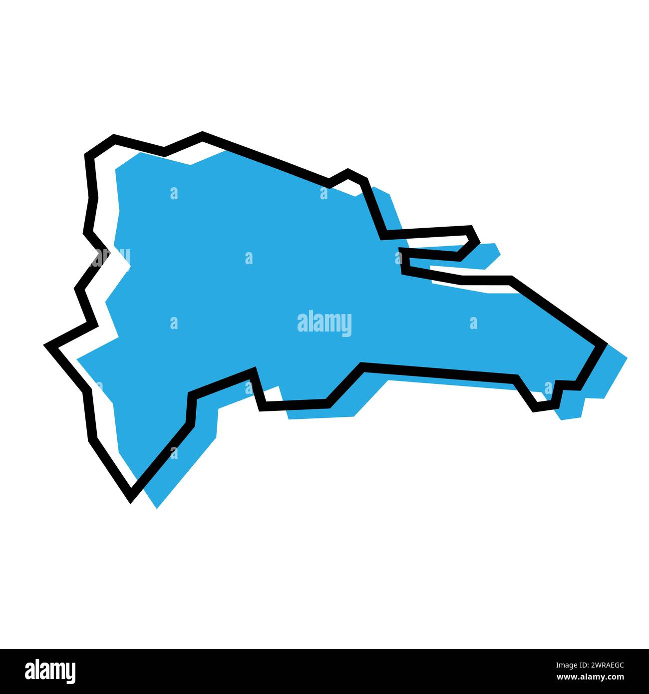 Dominican Republic country simplified map. Blue silhouette with thick ...