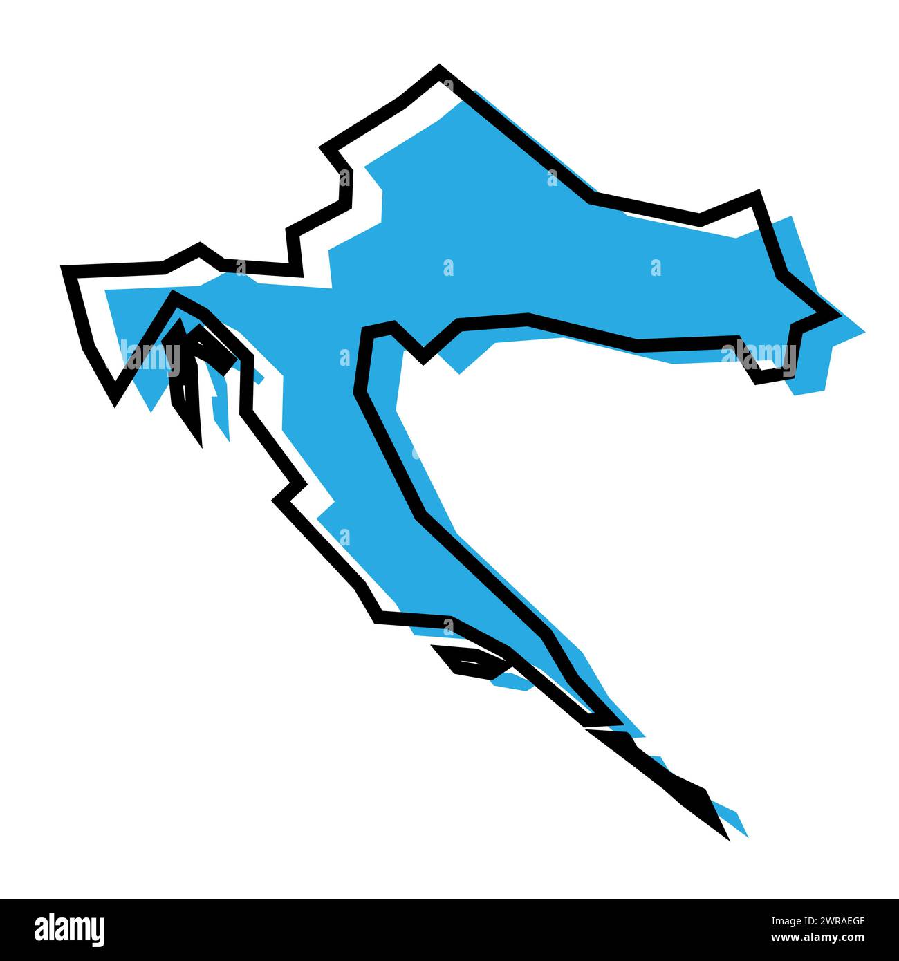 Croatia country simplified map. Blue silhouette with thick black ...