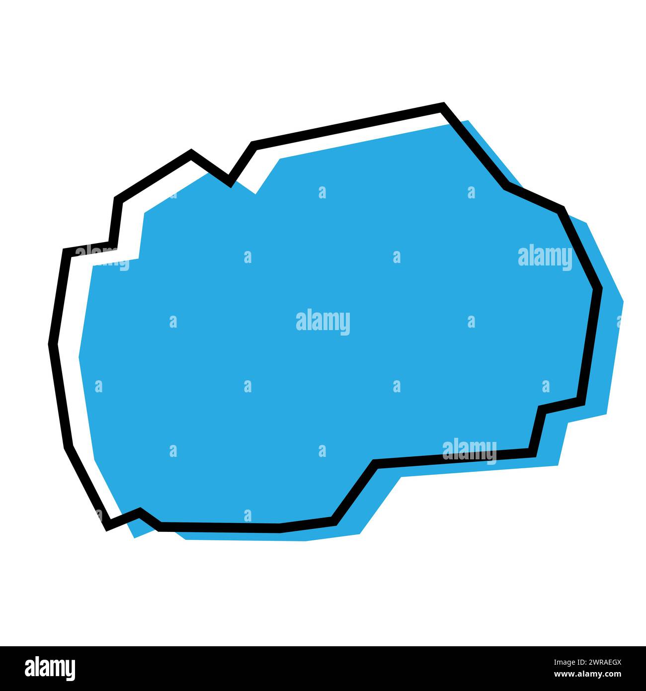 North Macedonia country simplified map. Blue silhouette with thick ...
