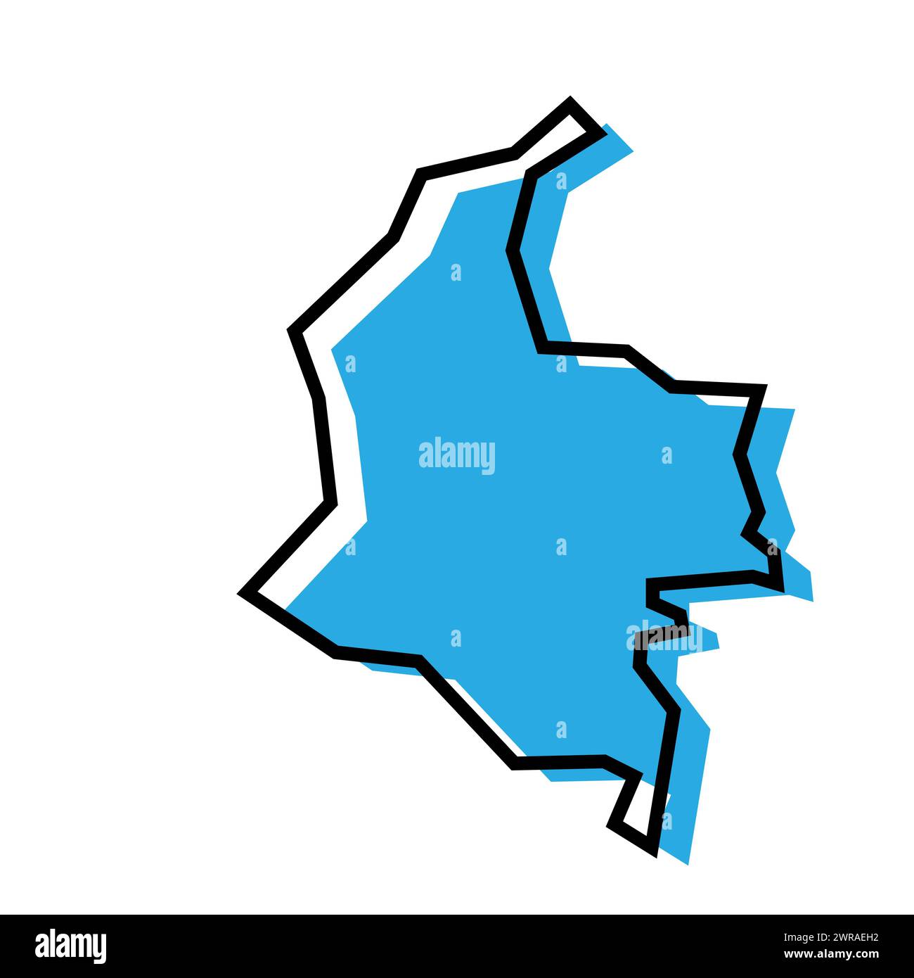 Colombia country simplified map. Blue silhouette with thick black ...