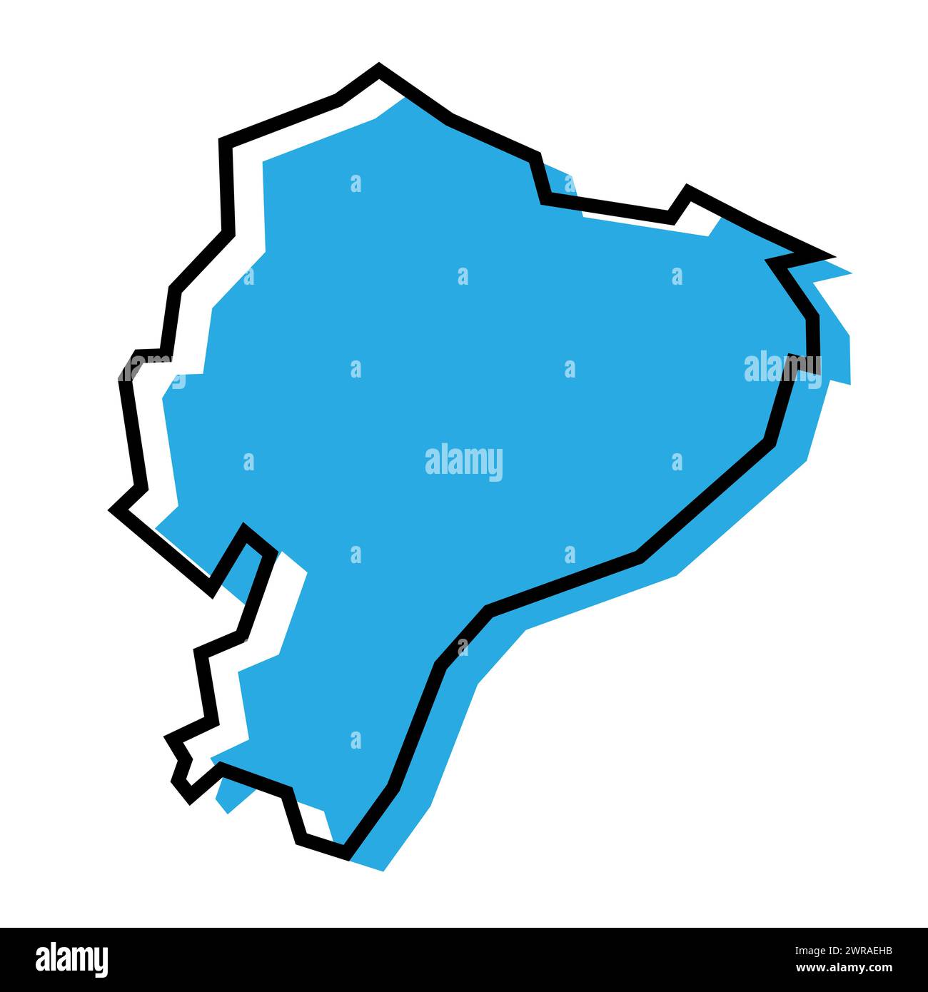 Ecuador country simplified map. Blue silhouette with thick black ...