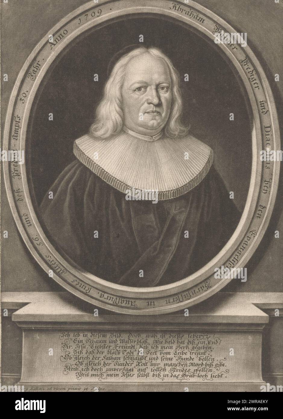 Portrait of Abraham Wagner at the age of 56, With poem of praise in ...