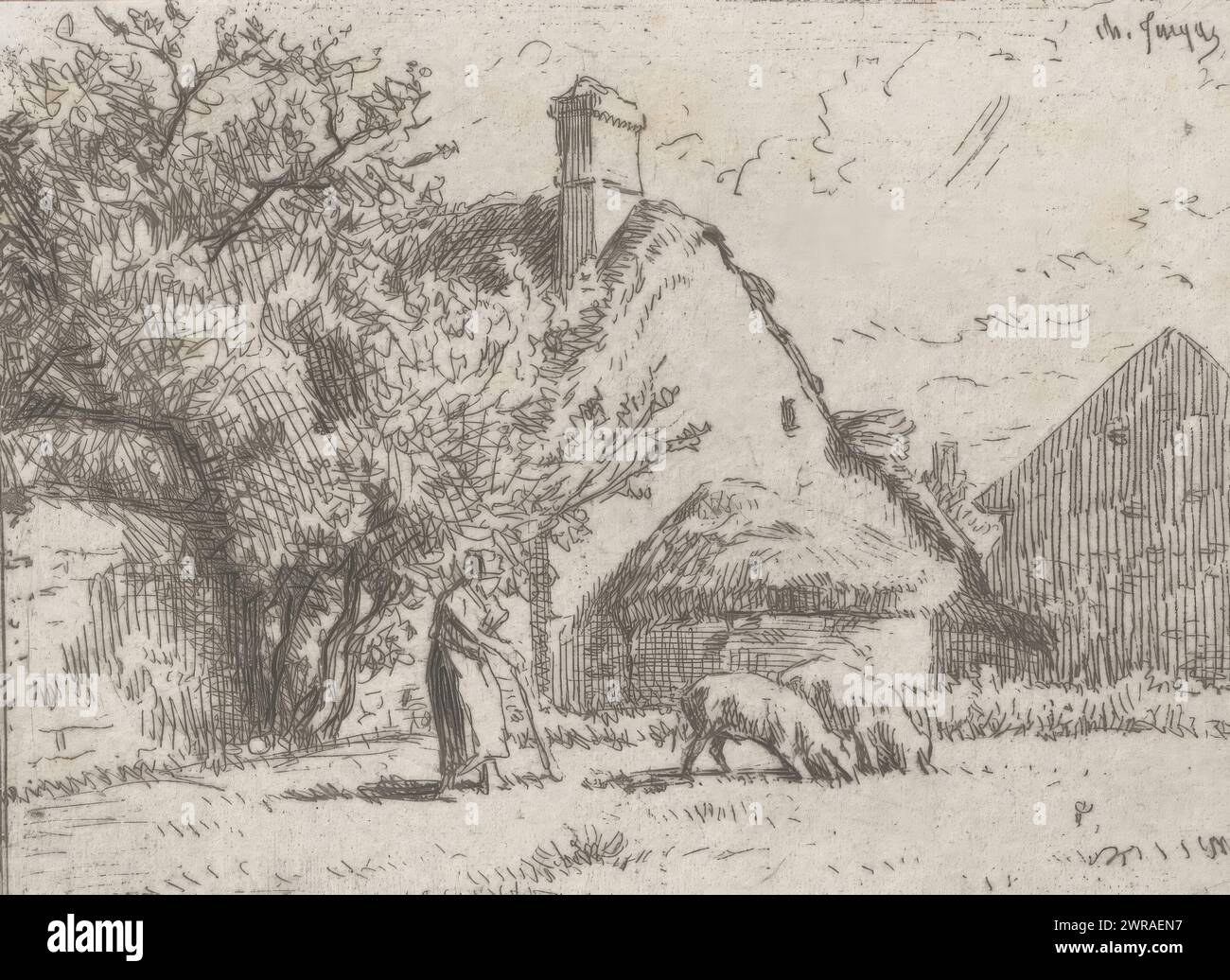 Pig herder for a farm, print maker: Charles Emile Jacque, printer ...