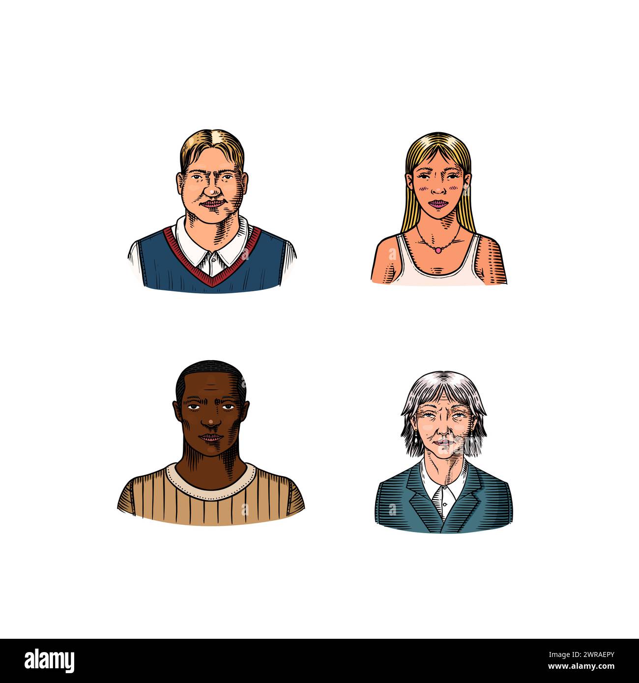 Human Avatars Collection. Faces of people. Characters set. Happy ...