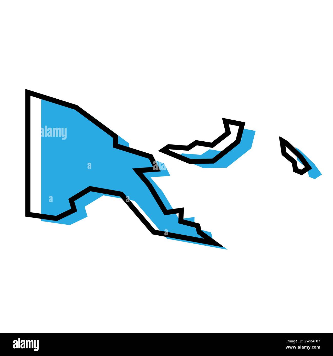 Papua New Guinea country simplified map. Blue silhouette with thick ...
