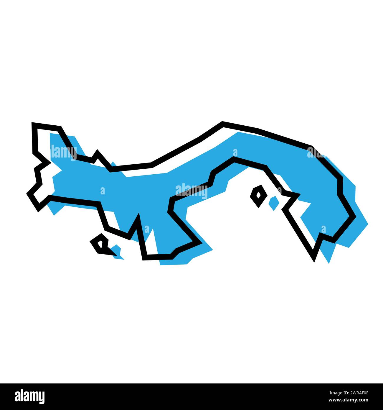 Panama country simplified map. Blue silhouette with thick black contour ...