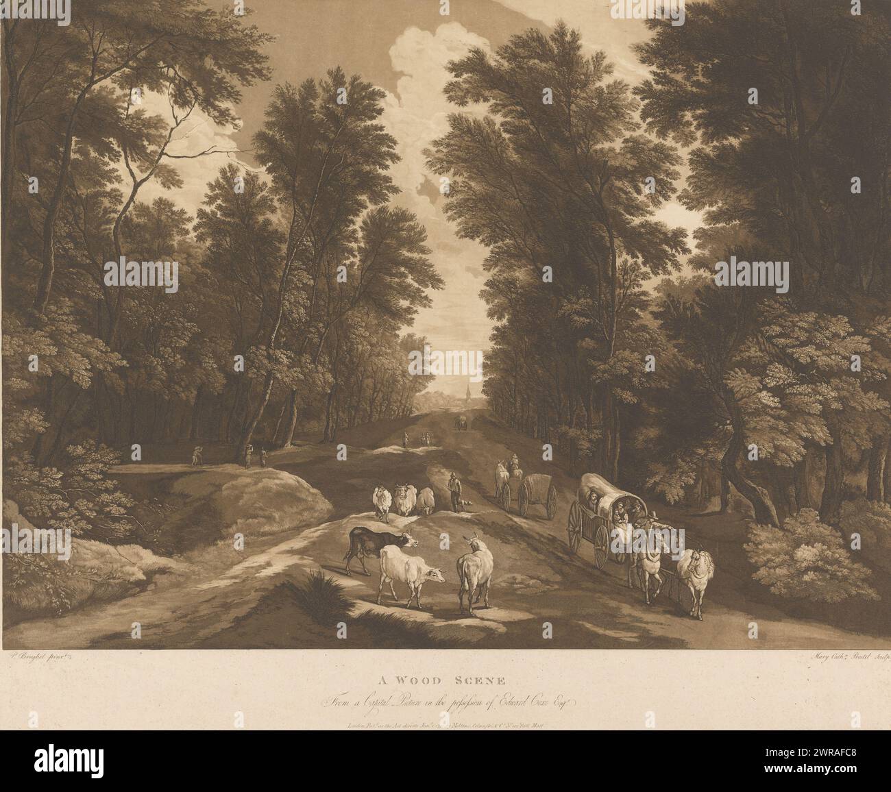 Wooded landscape with a path and travelers, A Wood Scene (title on ...
