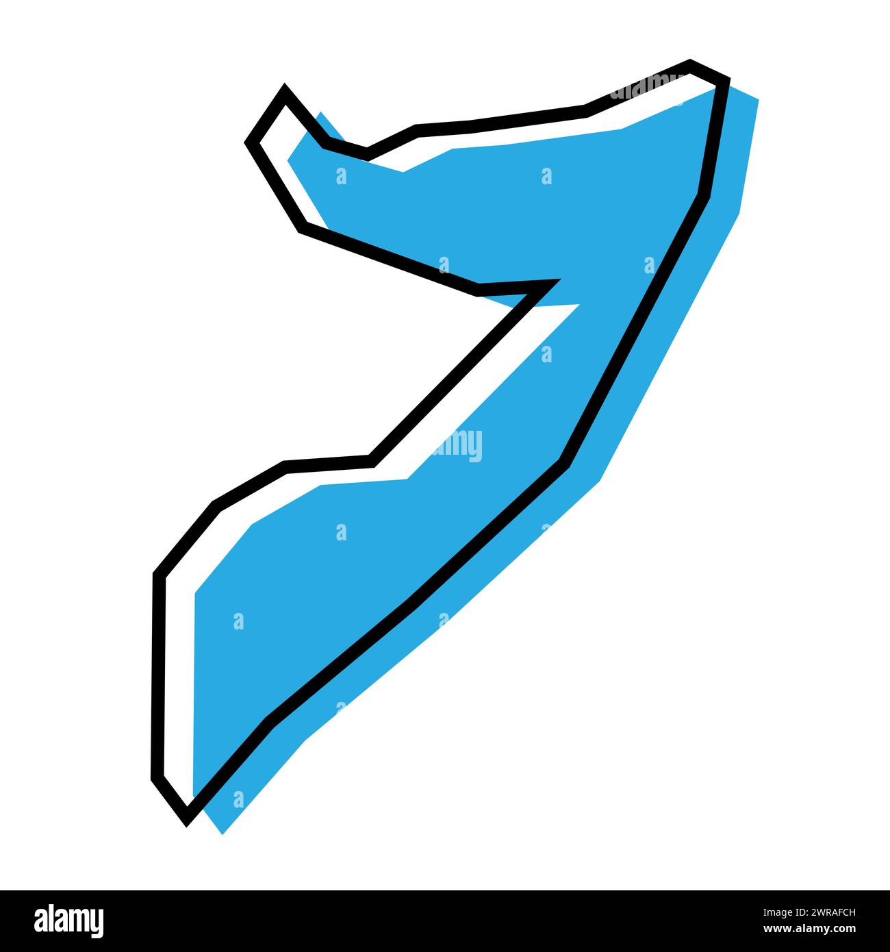Somalia country simplified map. Blue silhouette with thick black ...