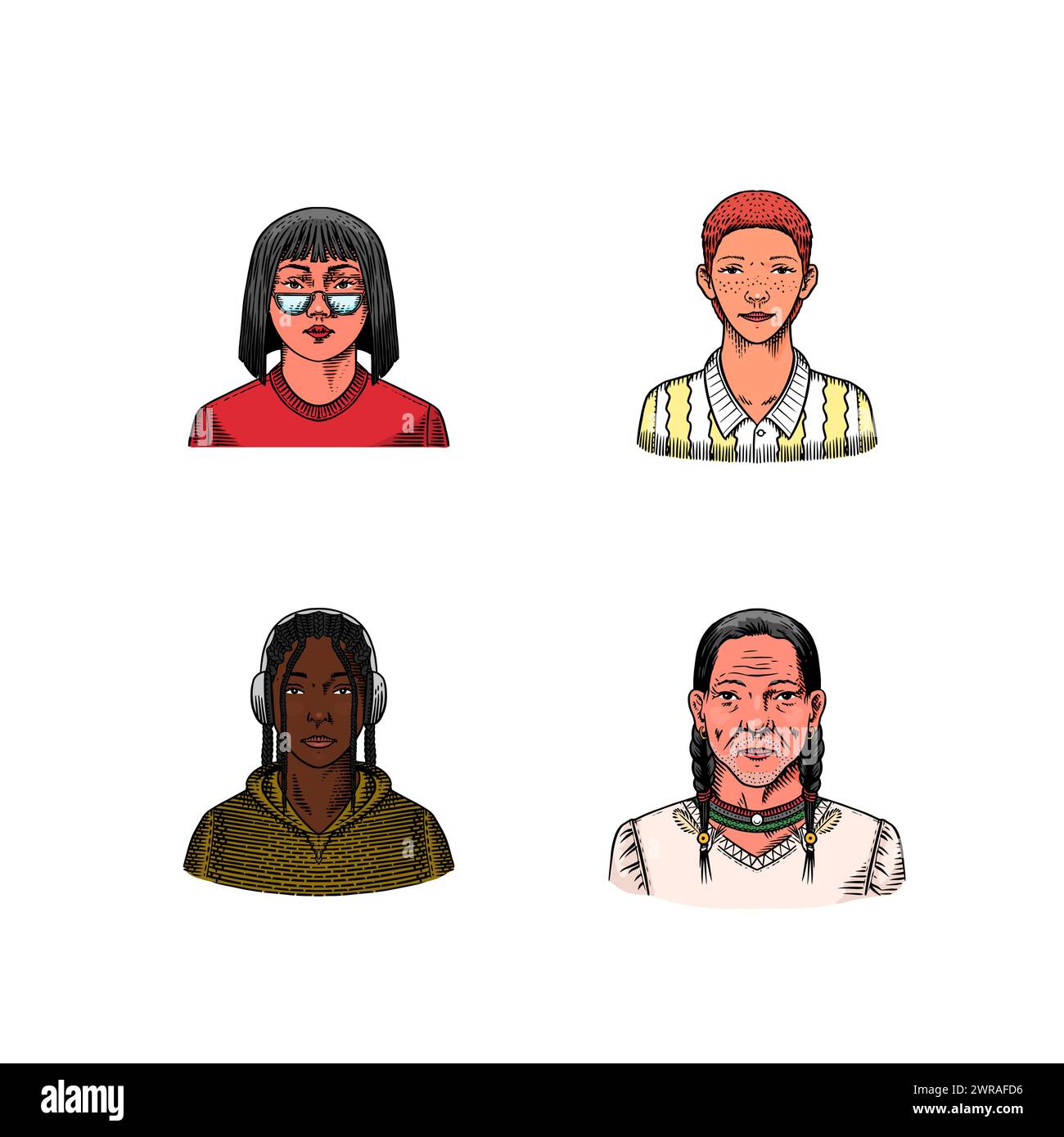Human Avatars Collection. Faces of people. Characters set. Happy ...