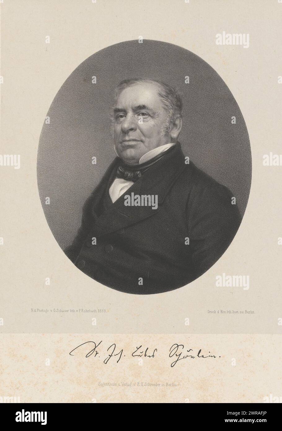 Portrait of Johann Lukas Schönlein, Signature in facsimile., print ...