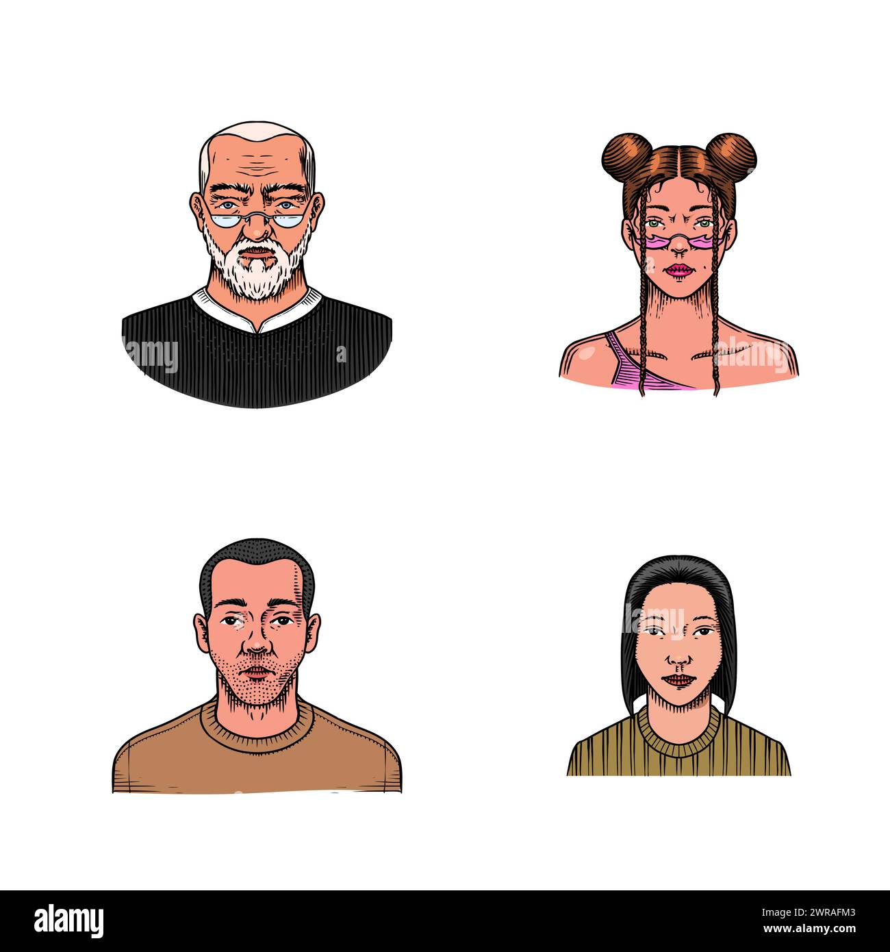 Human Avatars Collection. Faces of people. Characters set. Happy ...