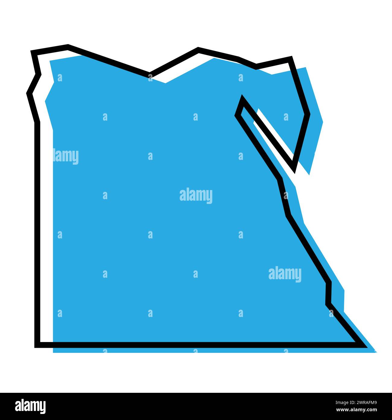 Egypt country simplified map. Blue silhouette with thick black contour ...