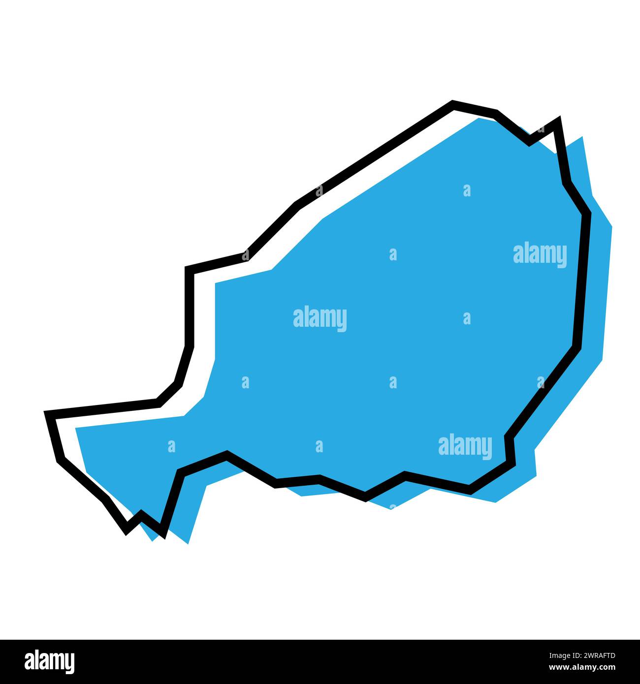 Niger country simplified map. Blue silhouette with thick black contour ...