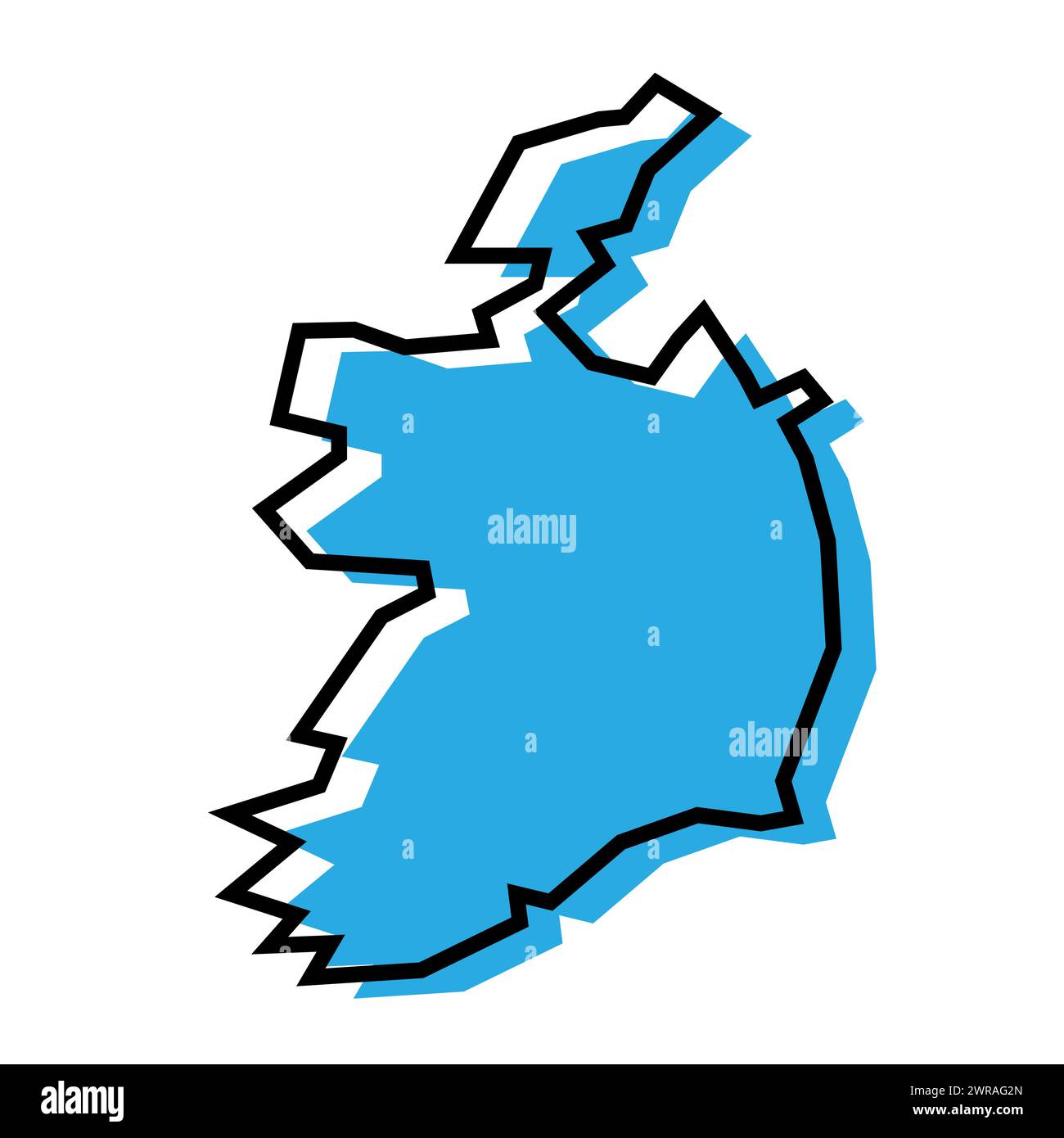 Ireland country simplified map. Blue silhouette with thick black ...