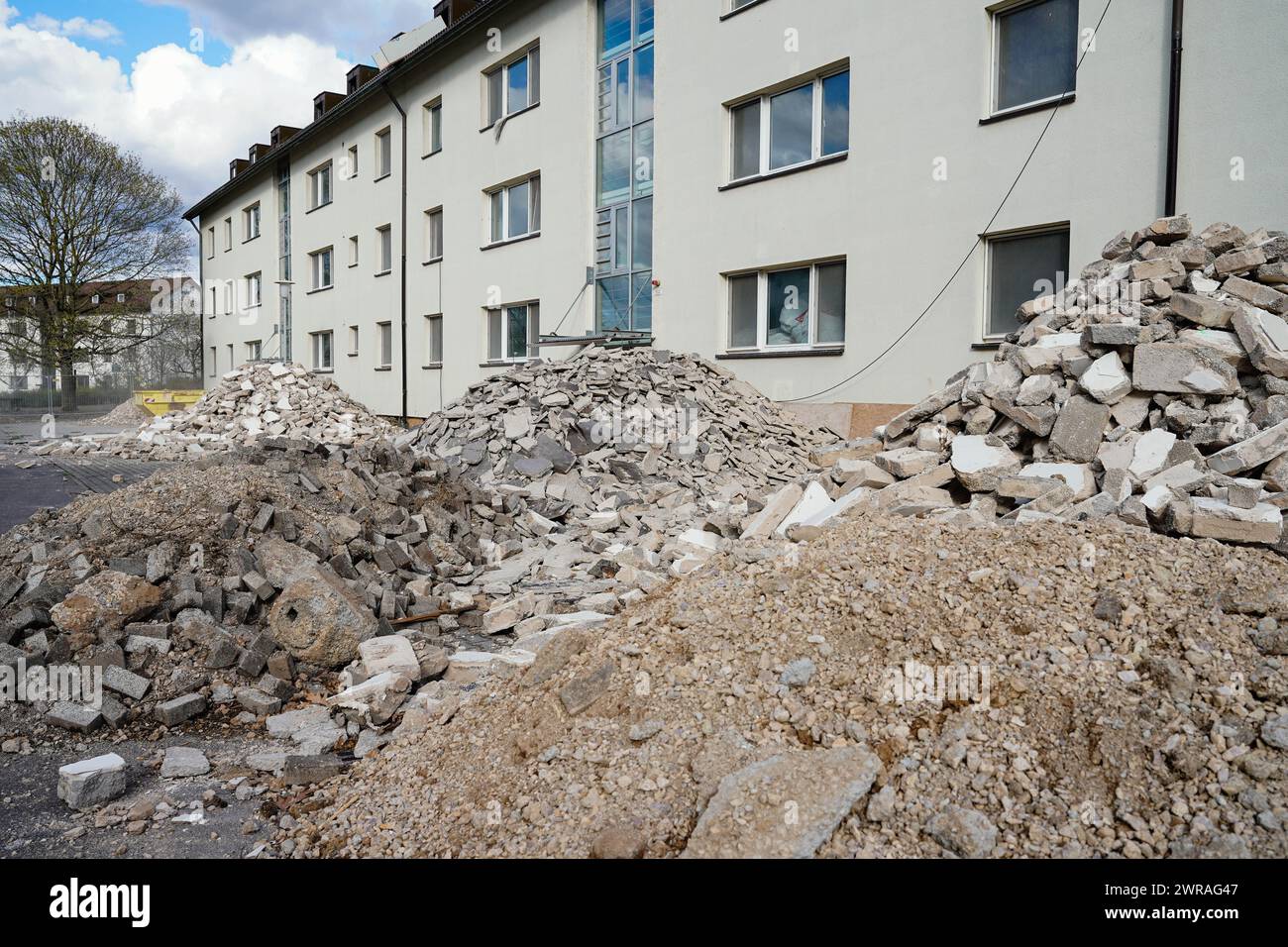 Heidelberg, Germany. 11th Mar, 2024. Pre-sorted rubble lies in front of ...