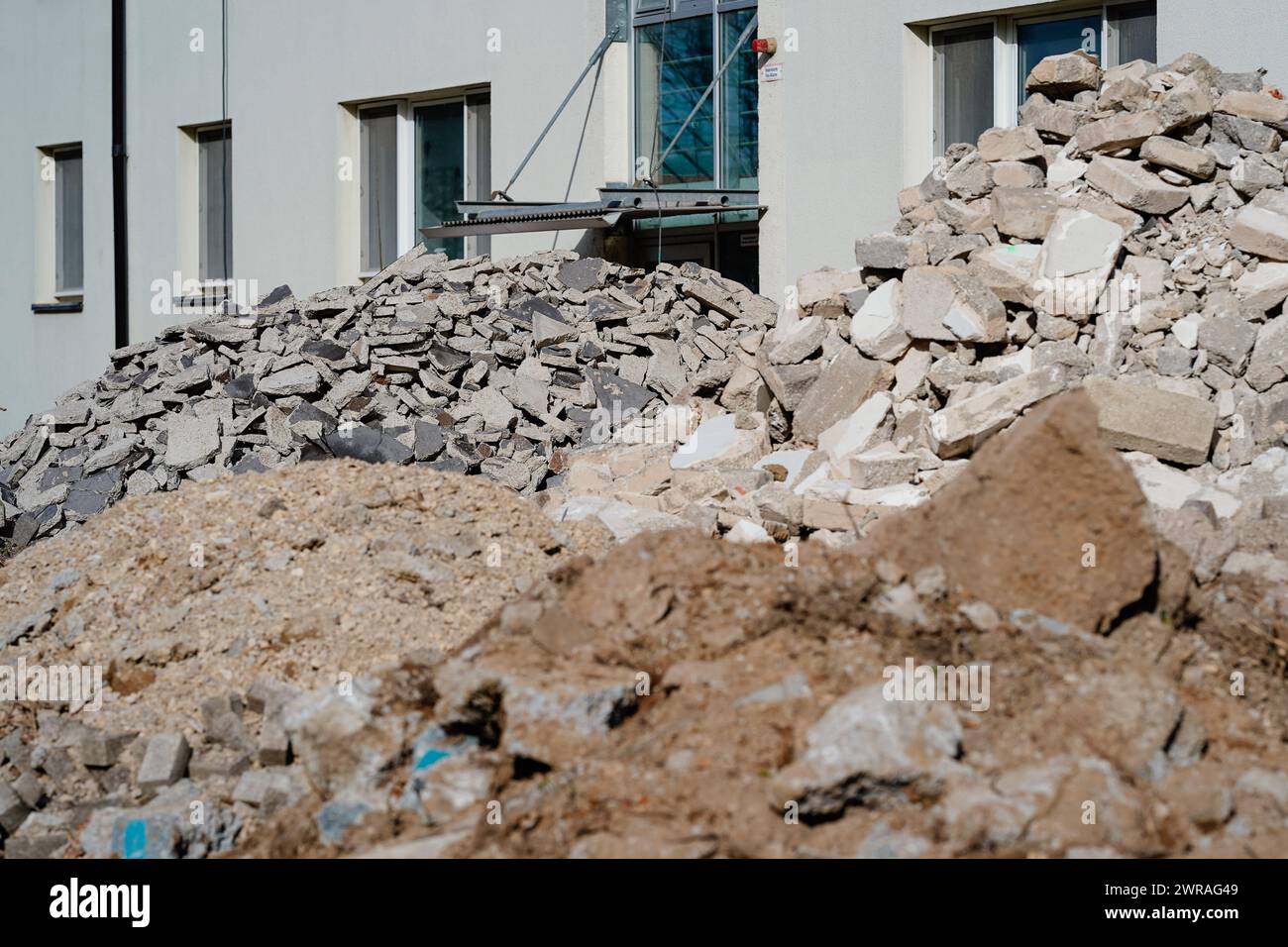Heidelberg, Germany. 11th Mar, 2024. Pre-sorted rubble lies in front of ...