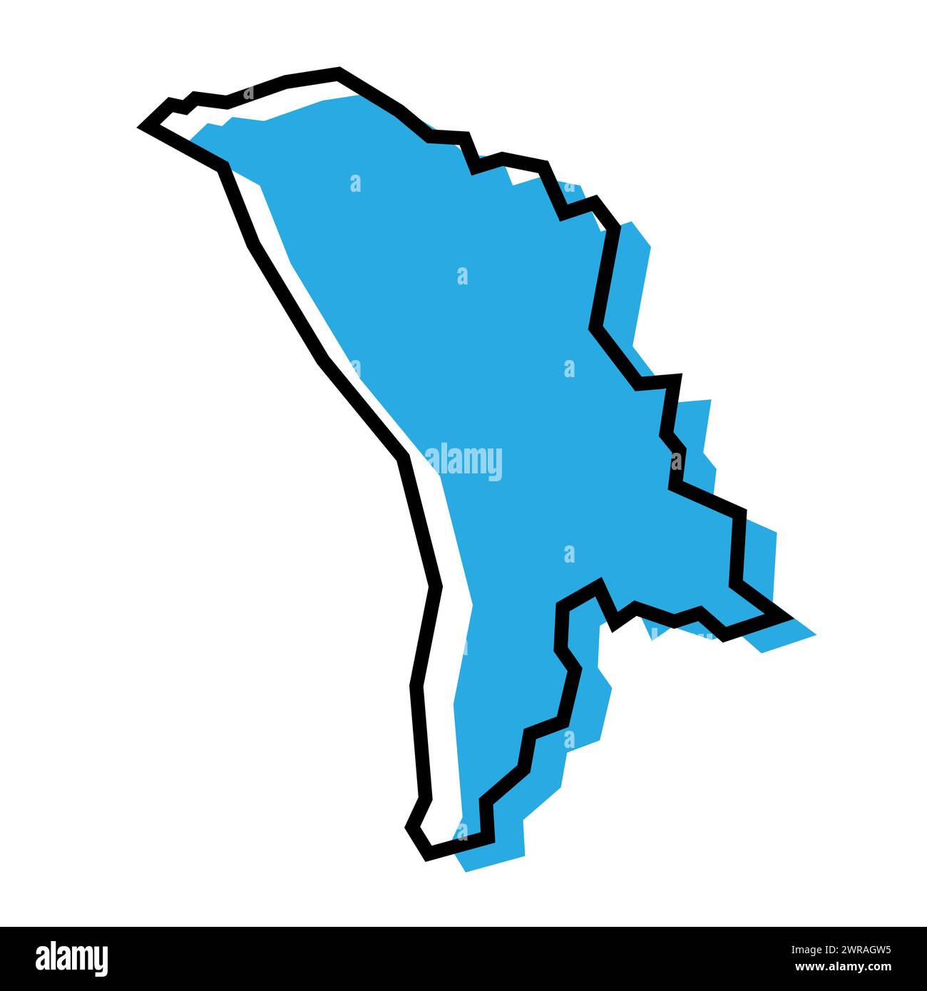 Moldova country simplified map. Blue silhouette with thick black ...