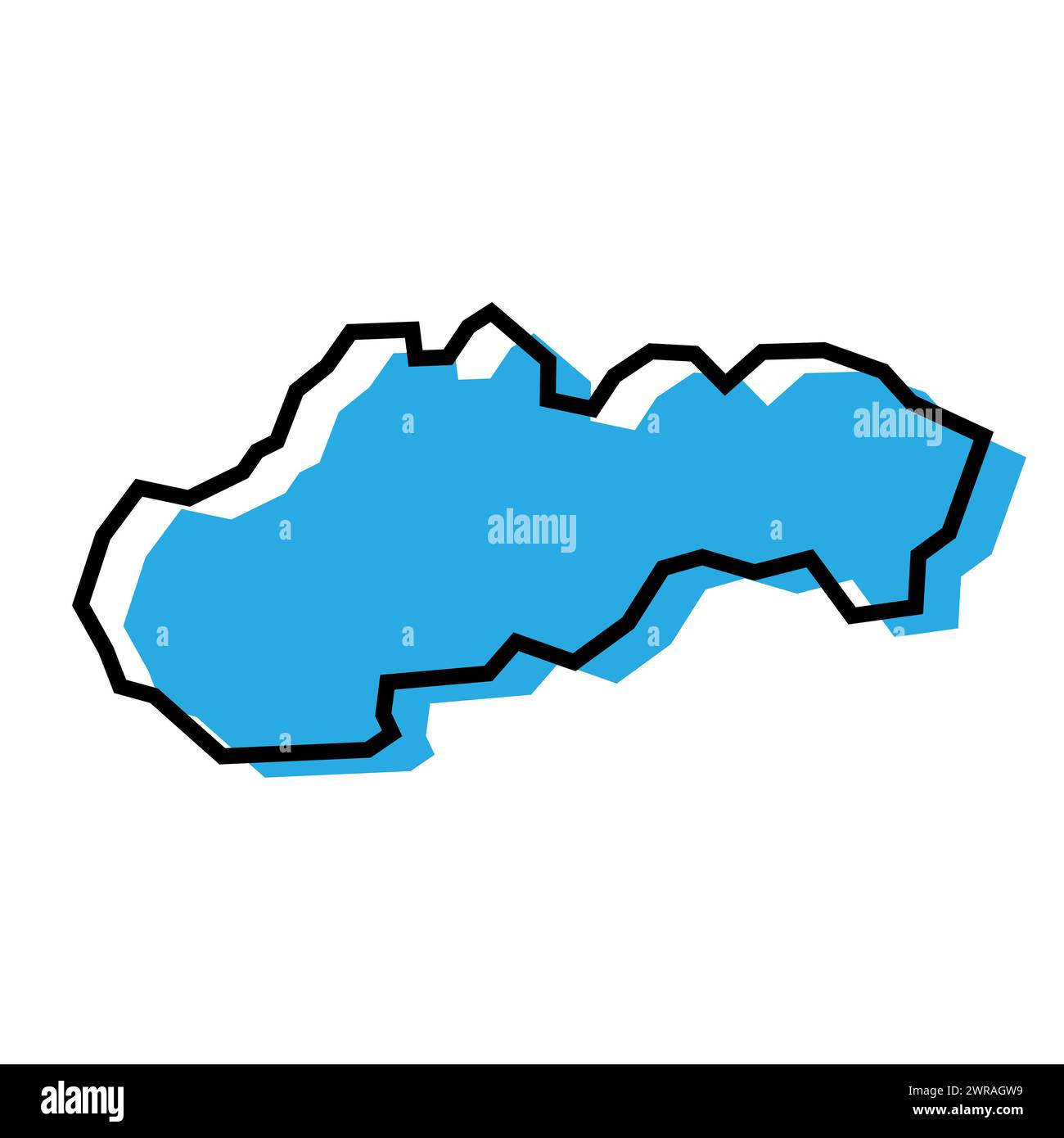 Slovakia country simplified map. Blue silhouette with thick black ...