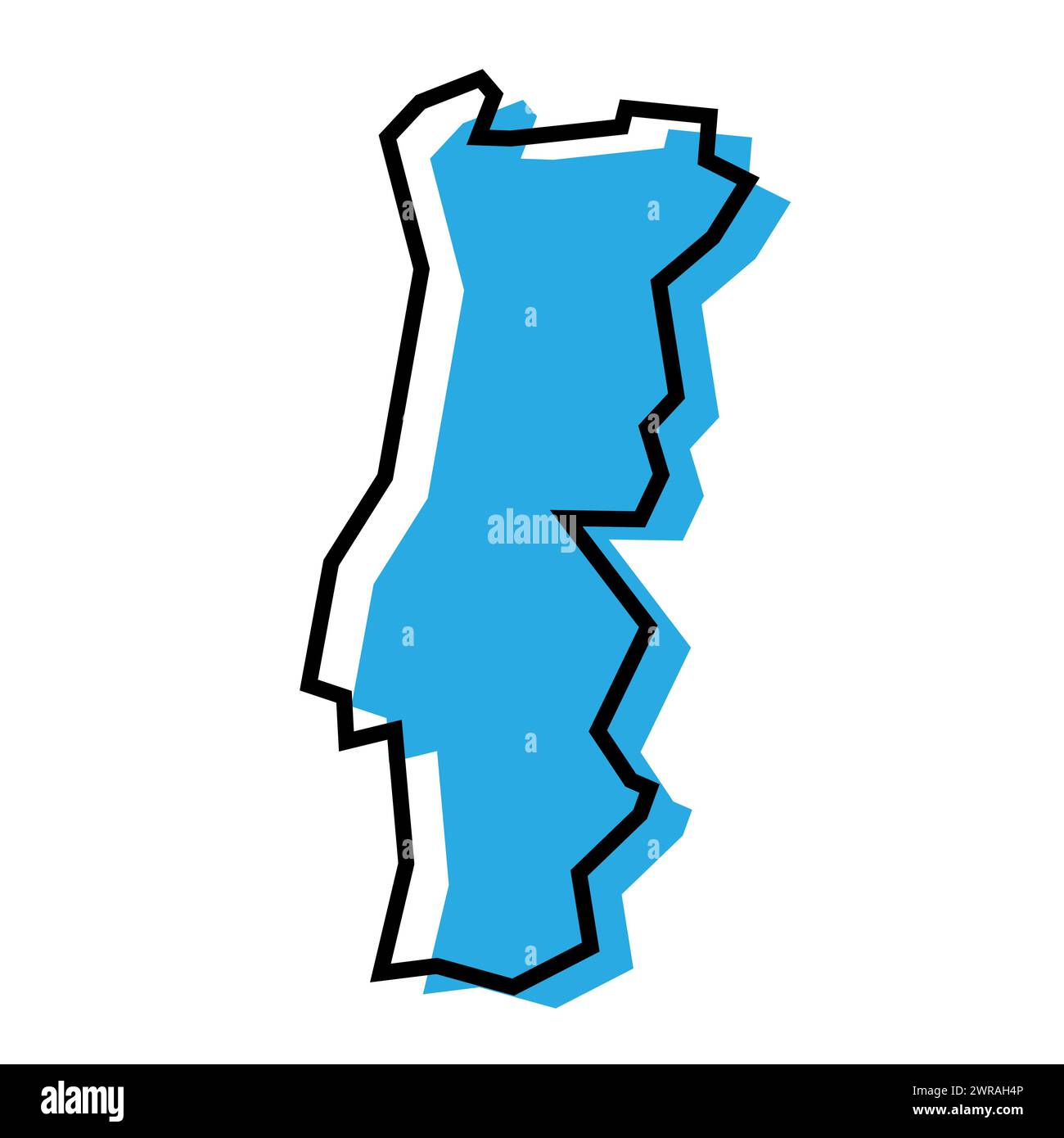 Portugal country simplified map. Blue silhouette with thick black ...