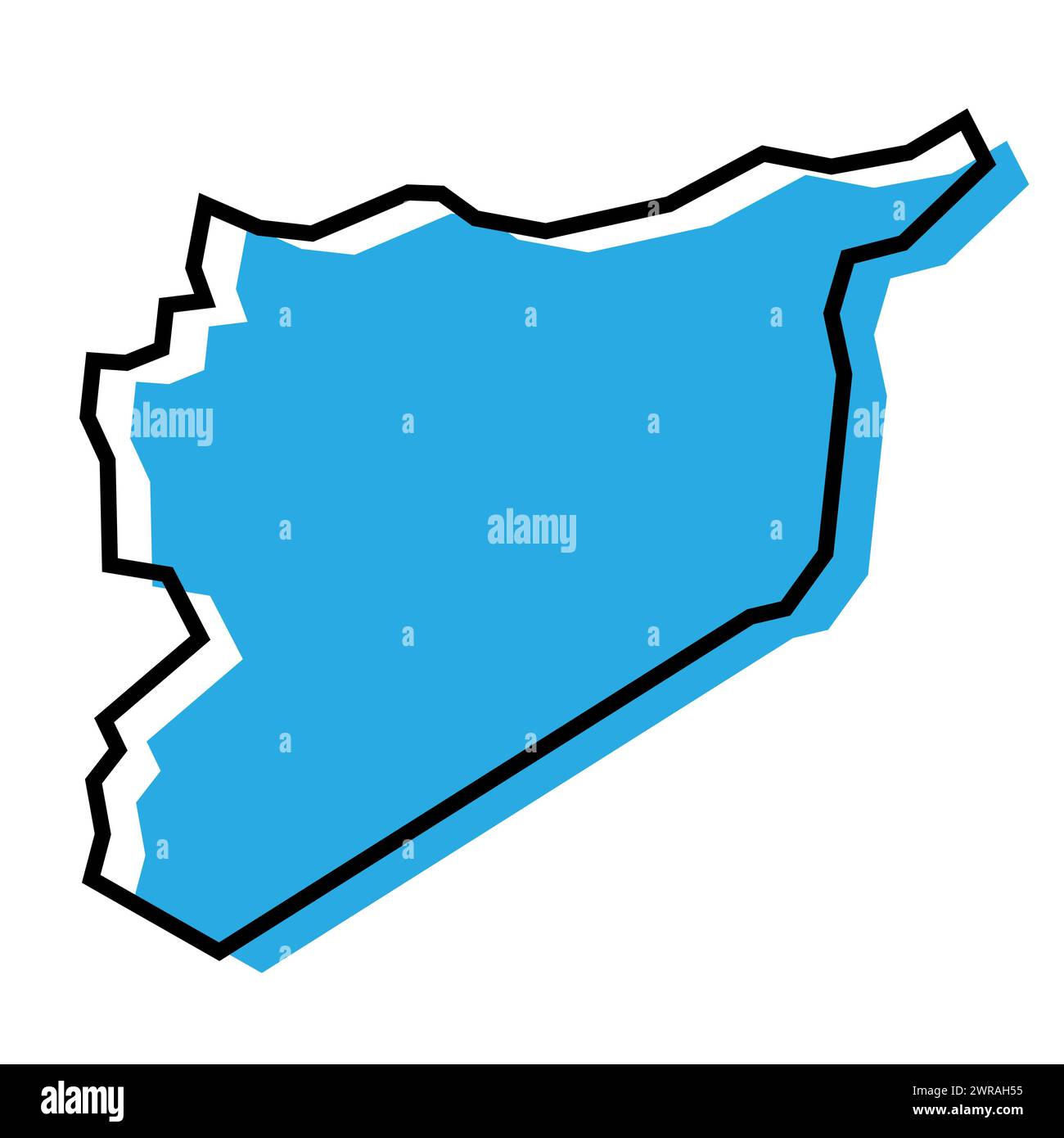 Syria country simplified map. Blue silhouette with thick black contour ...
