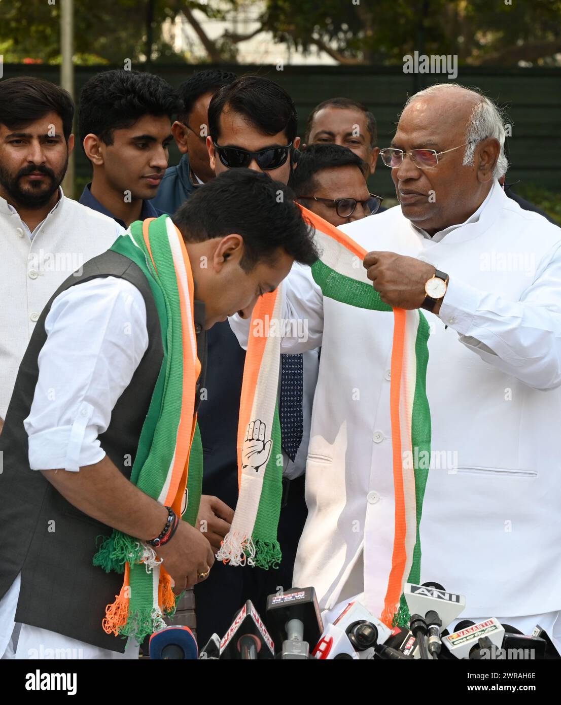 New Delhi, India. 11th Mar, 2024. NEW DELHI, INDIA - MARCH 11: Churu MP Rahul Kaswan joined ...