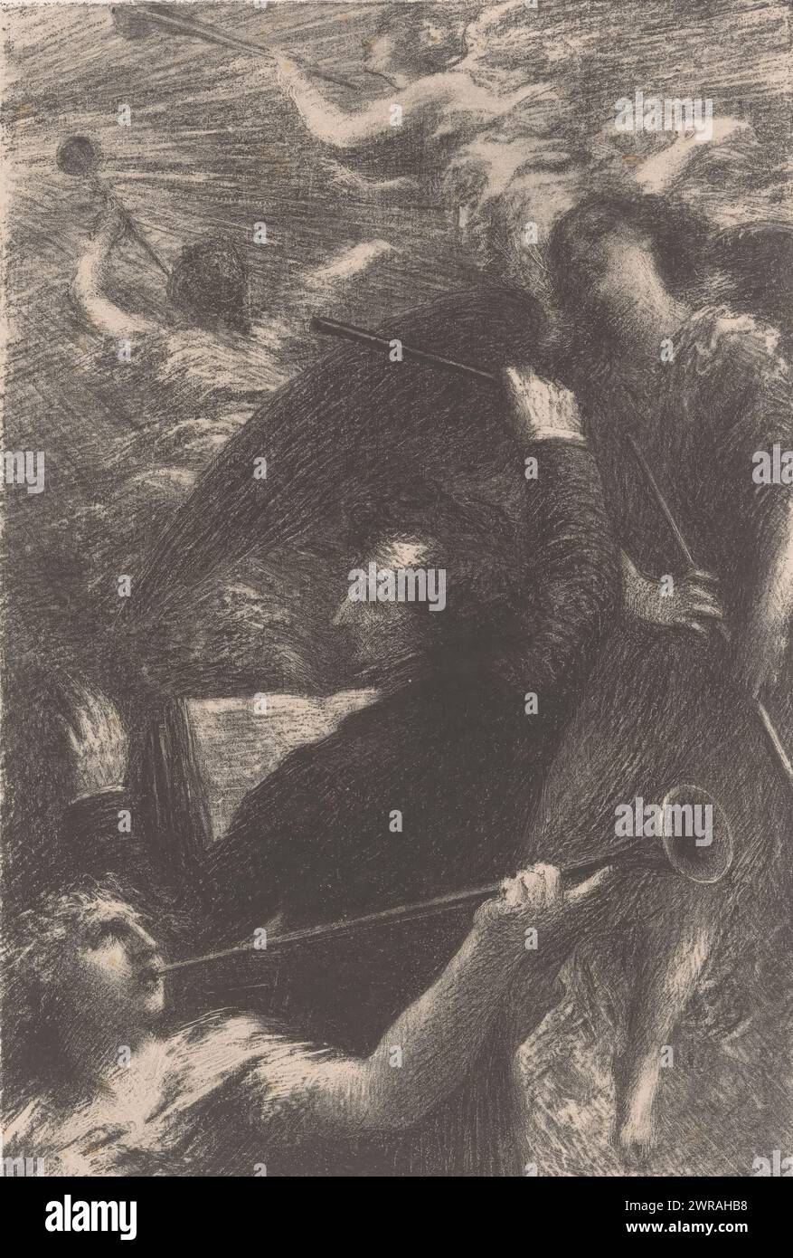 Berlioz conducts between four trumpet-blowing angels, Tuba mirum ...