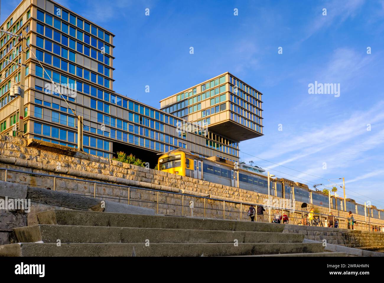 FEB 17, 2024 - Cascais, Portugal: Train from Lisbon passing by Estoril ...